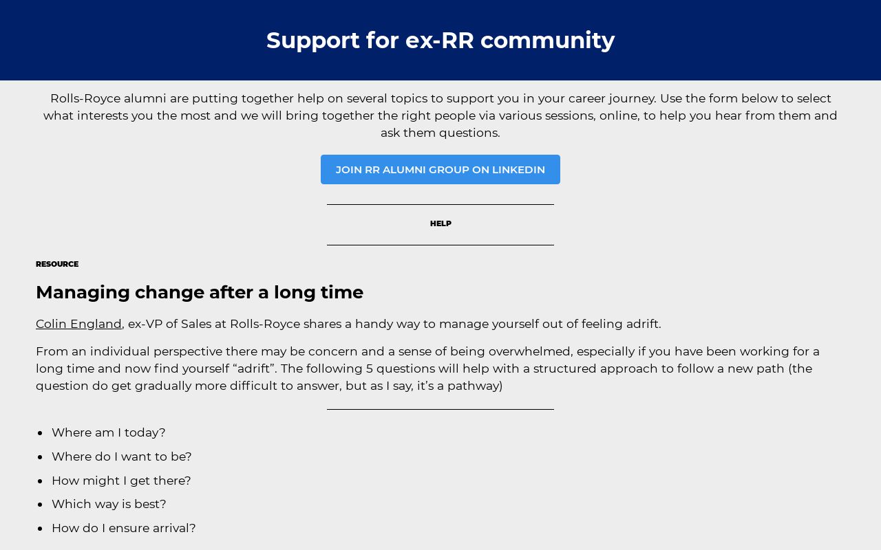 Support for ex-Rolls-Royce community